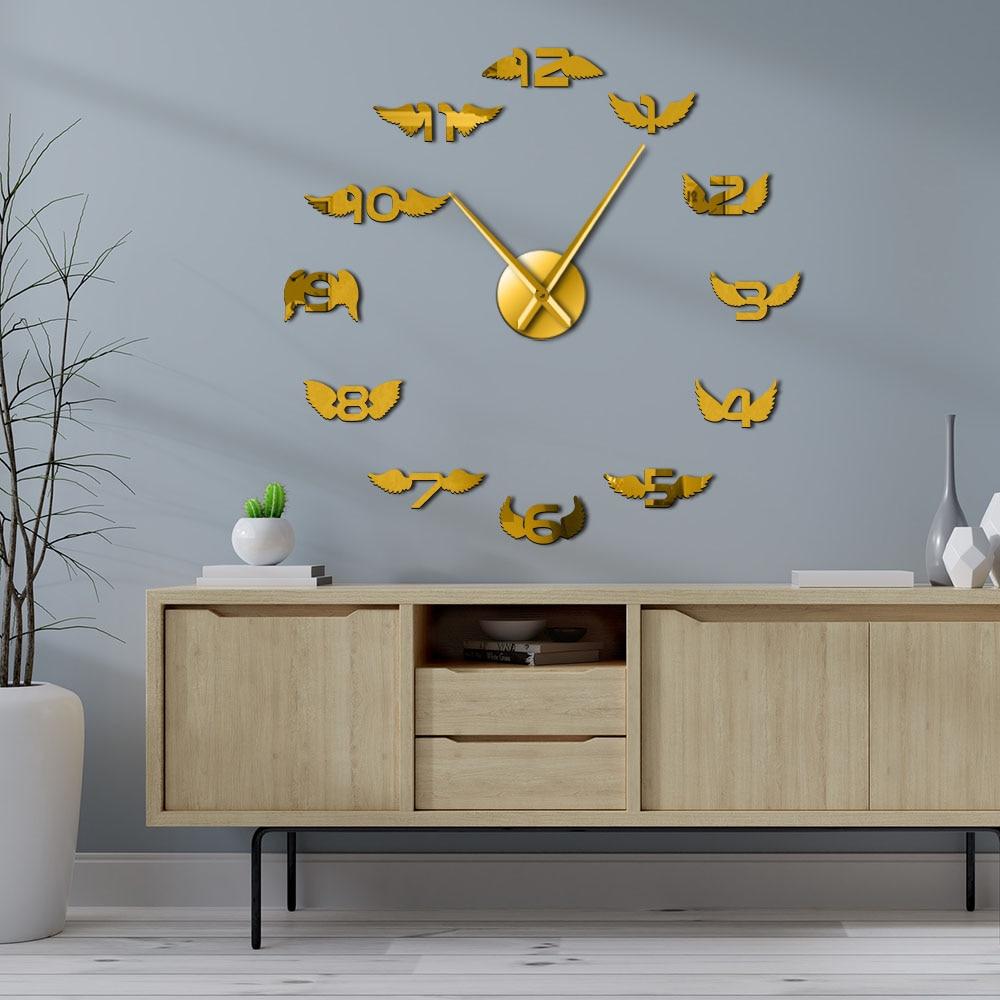 Angel Wings With Number Large Frameless DIY Wall Clock – Highendlights